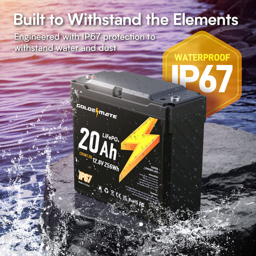 GoldenMate 12V 20Ah IP67 Waterproof LiFePO4 Lithium Battery ...
