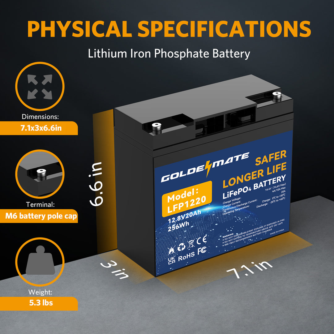 12V 20Ah LiFePO₄ Lithium Battery for Scooter, Fish Finder
