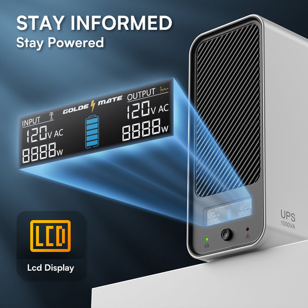 1000VA LiFePO4 UPS Power Battery Backup & Surge Protector