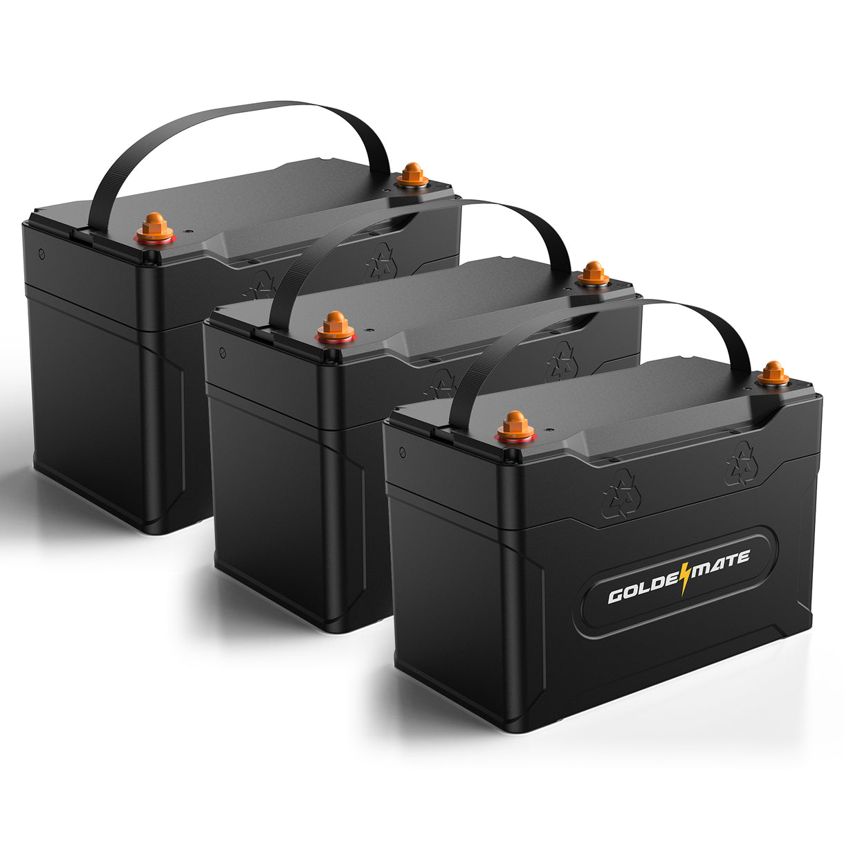 Goldenmate 12V 100Ah IP67 Waterproof Bluetooth LiFePO4 Lithium Battery
