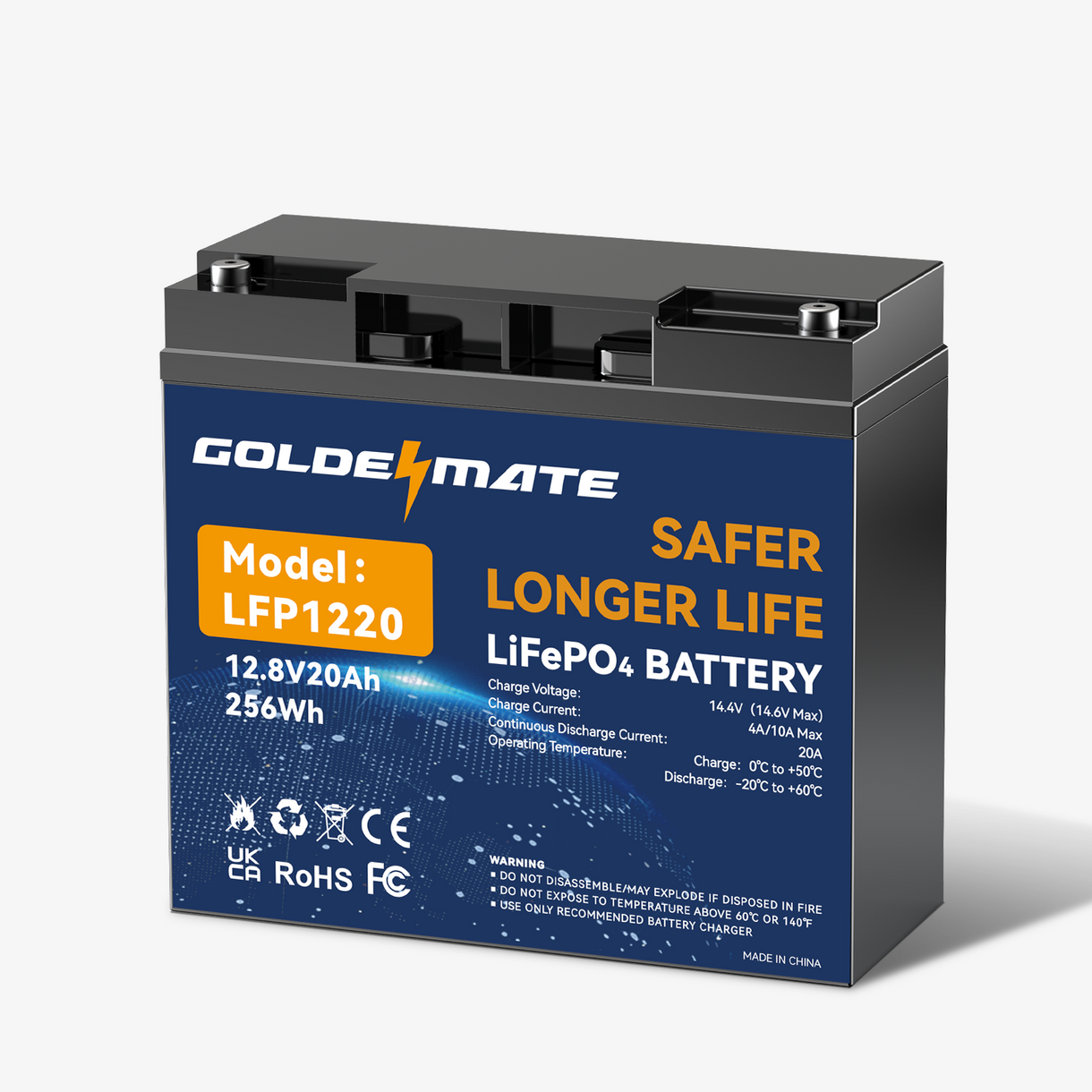 Portable 12V 20Ah LiFePO4 Lithium Rechargeable Battery