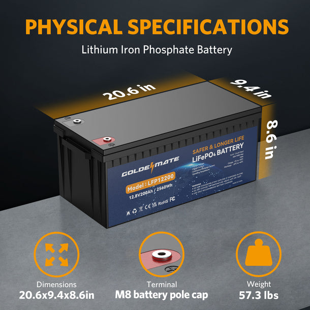 12V 200Ah LiFePO4 Lithium Deep Cycle Battery